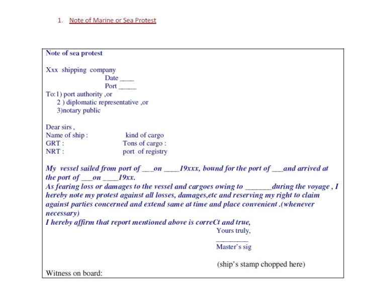 Notice Of Readiness | Knowledge Of Sea