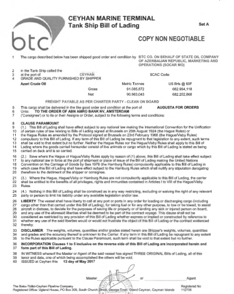 Bill Of Lading Knowledge Of Sea