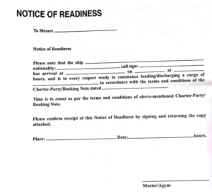 Notice Of Readiness | Knowledge Of Sea